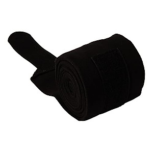 Huntley Equestrian Polo Wraps for Horses: Protective Leg Support Bandage for Training, Exercising, Turnout- 4 Wraps (Black)