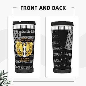 OSUKI Army Retired Chief Warrant Officer Emblem Cw2 Coffee Travel Mug Stainless Steel Straw Travel Tumbler Vacuum Insulated Keep Cold