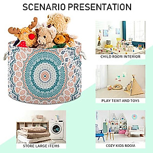 ALAZA Indian Mandala Ethnic Floral Storage Basket Gift Baskets Large Collapsible Laundry Hamper with Handle, 20x20x14 in