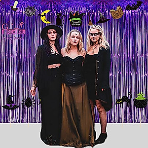 Purple Tinsel Curtain Party Backdrop - GREATRIL Foil Fringe Curtain Party Decor Photo Booth Streamers for Mermaid Birthday Euphoria Themed Party Decorations - 1m x 2.5m - Pack of 2