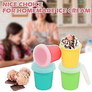 Koluti Nonstick Silicone Ice Cream Containers 6oz with Lids, 4-Pack Reusable Small Homemade Oats Yogurt Freezer Container, Leak-proof Mini Food Storage Serving Cups, BPA Free and Dishwasher Safe