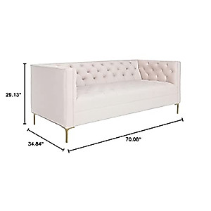 Safavieh Couture Home Vydia Glam Blush Pink Velvet and Gold Tufted Sofa