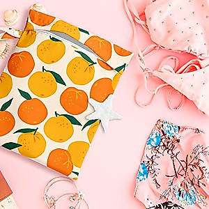 zcyxuuw Wet Bag, Wet Dry Bag, Wet Bag for Swimsuit, Travel, Beach, Pool, Diapers, Dirty Yoga Gym Clothes, Makeup Bag, Waterproof Reusable Fruit Decor Orange Strawberry