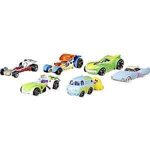 Hot Wheels Disney and Pixar Toy Story 4 Bundle of 6 1:64 Scale Character Cars: Woody, Buzz, Forky, Bo Beep, Rex & Ducky & Bunny [Amazon Exclusive]