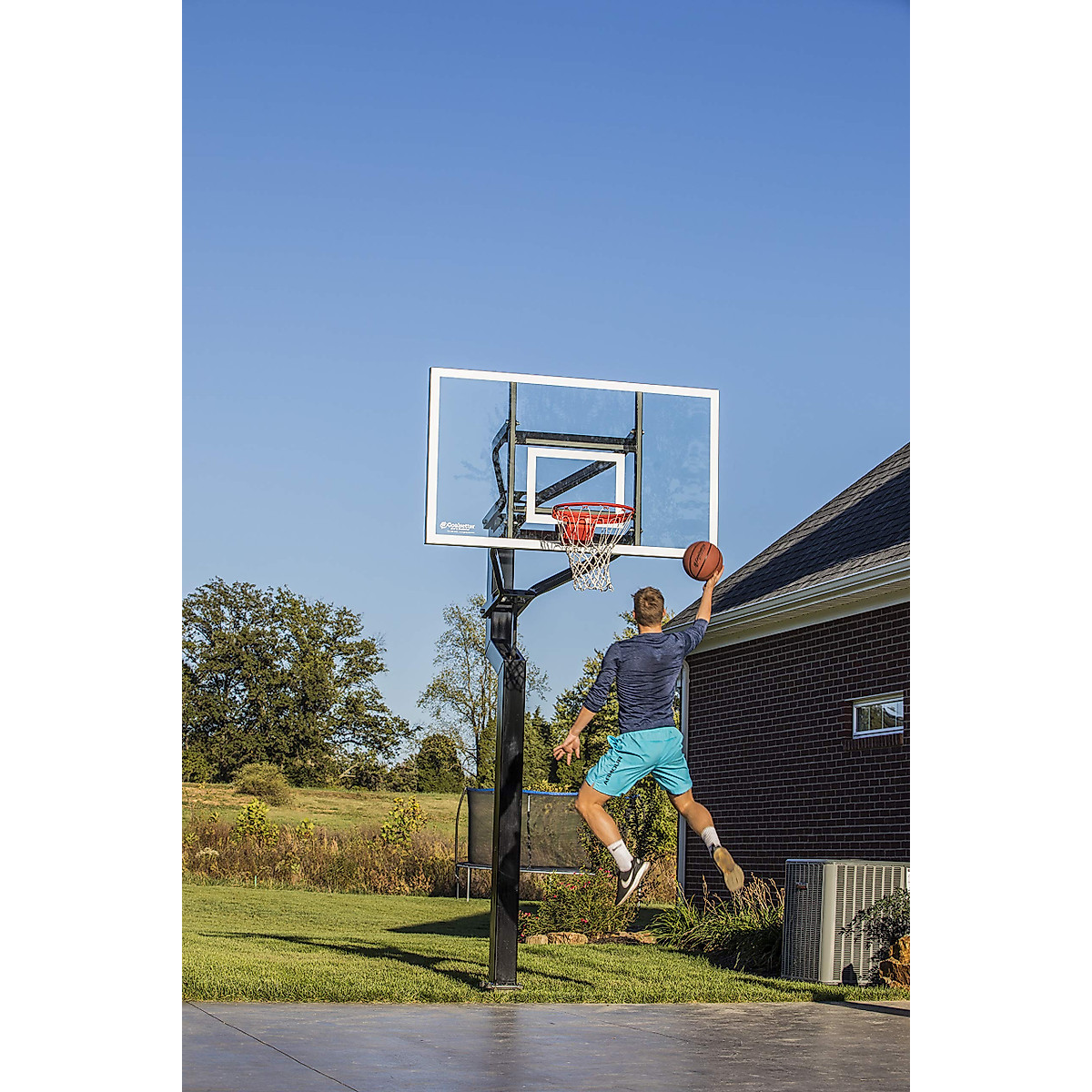 Goalsetter MVP 72" Acrylic In-Ground Height Adjustable Basketball Hoop System with Double Static Rim, Black (SS46072A2)