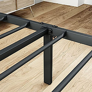 USHOW Modern Black Metal Bed Frame Twin Size with Headboard and Footboard Sturdy Metal Frame Premium Steel Slat Support Easy Assembly （Twin,Black）