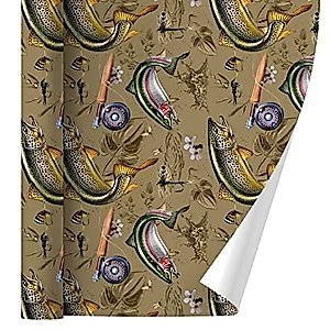 GRAPHICS & MORE Trout Stream Fish Fly Fishing Rod Reel Gift Wrap Wrapping Paper Rolls