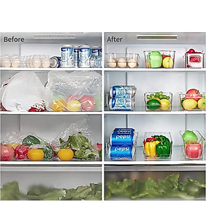 LUXHOUSE 2 Pack Refrigerator Organizer Bin Pop Soda Can Beverage Holder for Fridge, Freezer, Kitchen Countertops, Cabinets - Clear Plastic Can Dispenser, Fruit,Veggie,Canned Food Pantry Storage Rack
