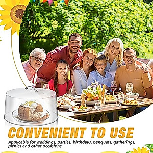 Uiifan 2 Pcs Clear Plastic Cake Cover 12 Inch Round Acrylic Cake Stand Cover 7.5'' Tall Cake Carrier Cake Dome with Metal Handle for Cake Food Stand Plate Tray Pedestal Display, Transparent