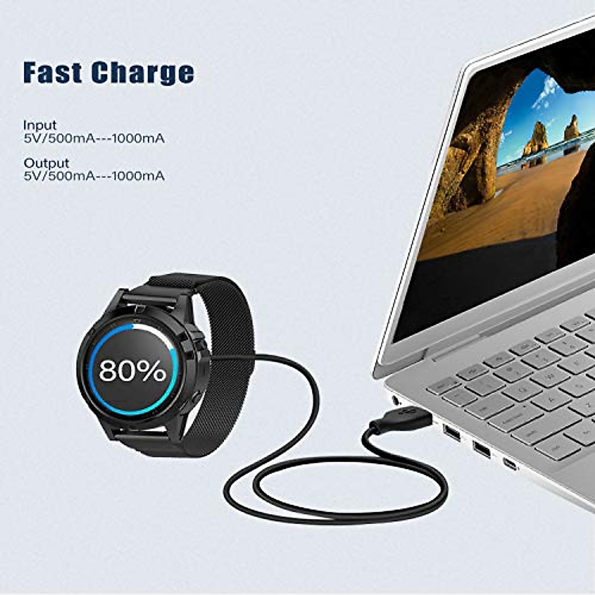 Mellbree 2-Pack Charging Cable Compatible for Garmin Watch, 3-Feet USB Charger Cable Data Transfer for Garmin Fenix 5 5 Plus 5X 5X Plus 5S 5S Plus 6 6X 6 Forerunner 935 Vivoactive 3 etc Charging Cord