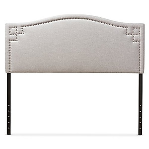 Baxton Studio Aubrey Modern and Contemporary Greyish Beige Fabric Upholstered Queen Size Headboard