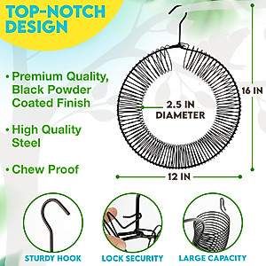 Hanging Peanut Wreath Bird Feeder, 16 Inch, Rust & Uv Resistant, Weatherproof, Solid Steel Durable Black Whole Peanut Wild Bird Feeder with Hanging Hook., Gifts for Mom, for Women