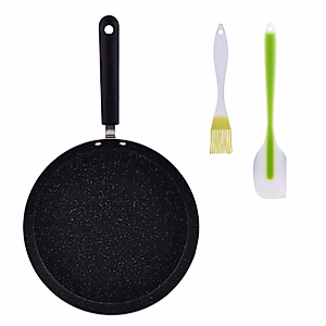 OTJENL Nonstick Crepe Pan, 11 Inch Griddle Pan with Scraper & Oil Brush, Griddle Pancake Pan Tortilla Pan, for Cooking Eggs, Frying, Grill, Omelettes, Easy Clean