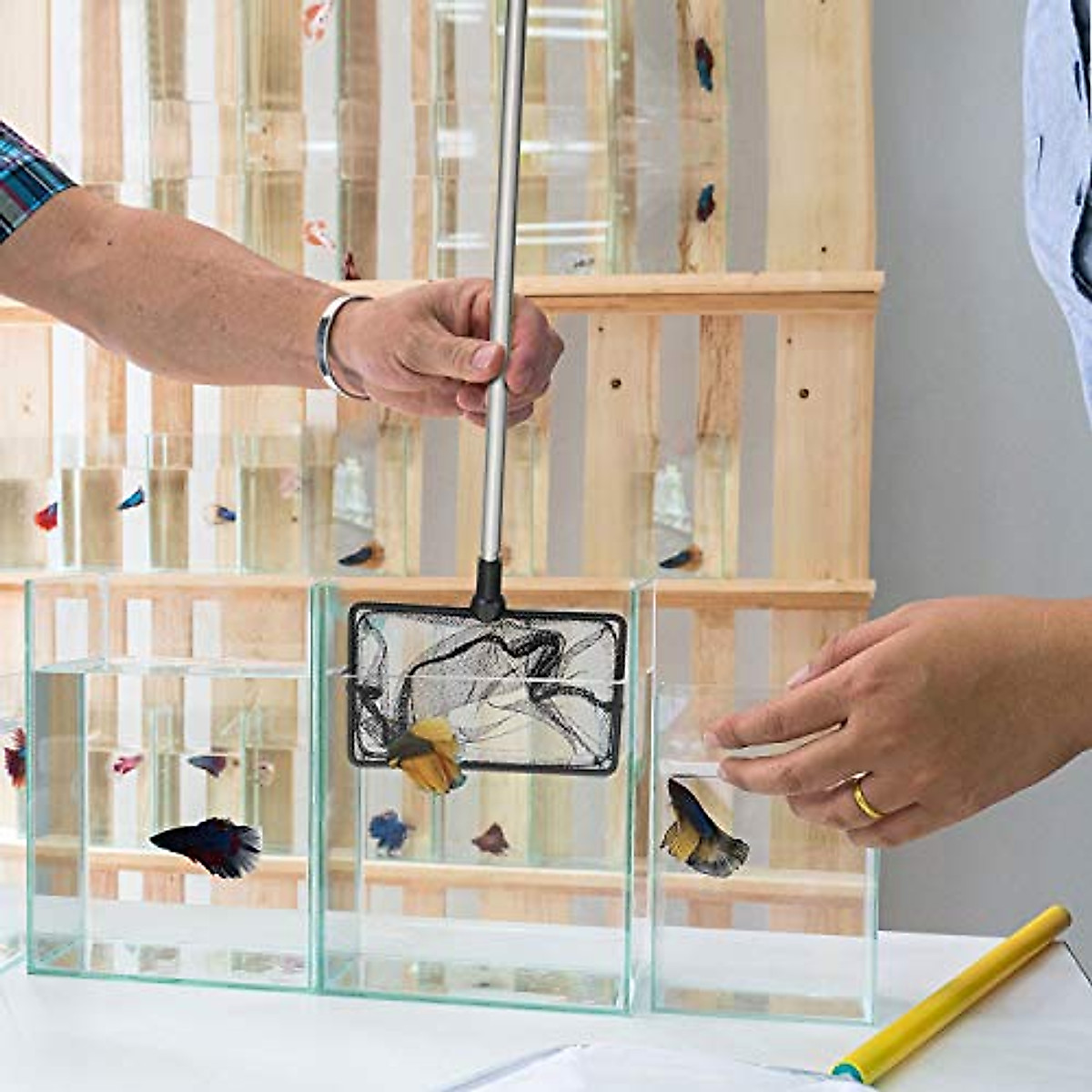 2 Pieces Mesh Fish Tank Net Aquarium Fish Net 4 Inch Stainless Steel Fish Net with Extendable 12.5-27.5 Inch Long Handle Fish Catch Nets Fish Tank Aquarium Accessories