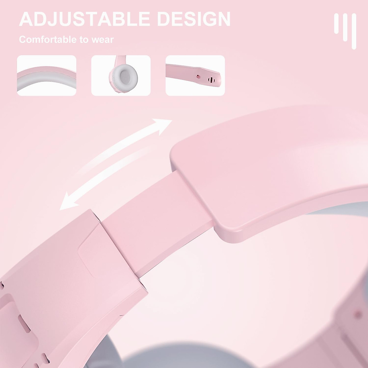 Pink Cat Ear Headphones Over Ear for Gaming PC, 3.5mm Wired Gaming Headset with Noise Cancelling Mic, Soft Memory Earmuffs Stereo Headset for PS4, PS5, Xbox, Laptop, Mac, Tablet, Smartphone