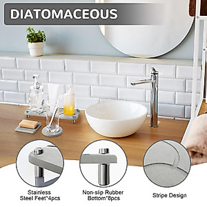 lemtrflo Instant Dry Sink Organizer | Bathroom Sink Caddy 11"*4.33" Diatomaceous Water Absorbing Stone Tray for Sink | 2PCS Dish Drying Stone Kitchen Soap Tray Diatomite Coasters for Sink Accessories…