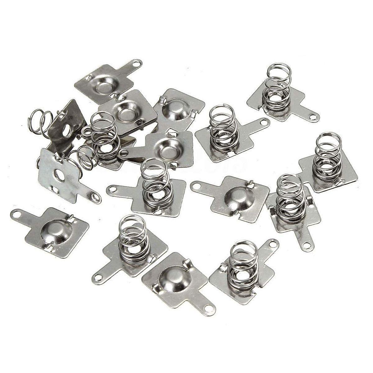 YXQ 100Pairs AA Battery Spring Plate Set Contact Positive Negative Conversion Silver Tone