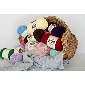 Keche Velvet Yarn for Crocheting, Soft Chenille Bulky Baby Blanket Amigurumi Yarn 2x100 gr (2x132 yds) (2 Skeins) (Powder)