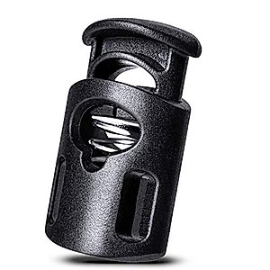 AQRINGO Plastic Cord Locks Upgraded Single Hole Spring Toggle Stopper Cord Stops Fastener Toggles for Shoelaces, Drawstrings, Paracord, Bags, Clothing, and More (10Pcs, Black)