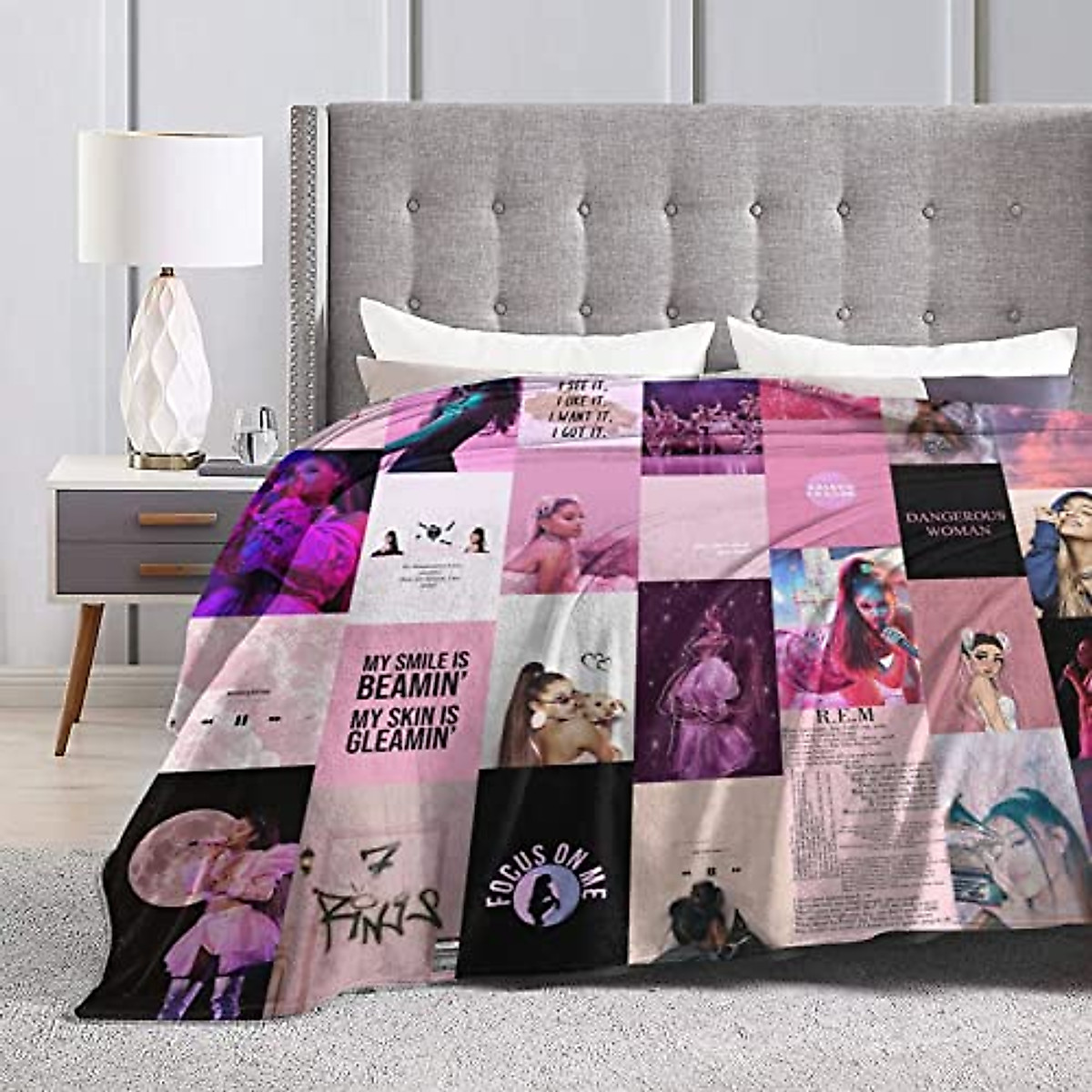 SERIZE Ultra-Soft Micro Fleece Blanket Cozy Lightweight Warm Throw Blanket Ariana Cat Girl Grande Sofa Blanket for Couch Bed Camping Travel Picnic Outdoor Kid Adults