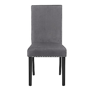 New Classic Furniture Celeste Gray Velvet Upholstered Dining Side Accent Chair, Set of 2