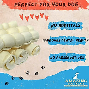 Amazing Dog Treats - Beef Cheek Rolls (4 Inch Regular - 8 Pcs) - Safe Rawhide Alternative Dog Chew - Great for Power Chewers - Long Lasting Dog Chew - Retriever Rolls for Dogs