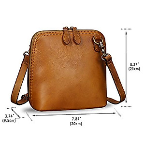 Genuine Leather Crossbody Bag for Women Vintage Style Handmade Satchels Small Purses (Brown)