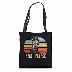 Beach Please Doberman Dog Funny Summer Tote Bag