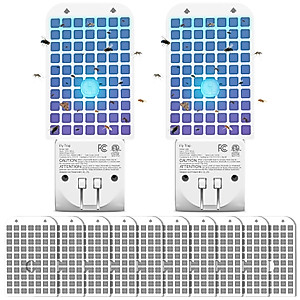 2 Pack Fly Trap Indoor(2 Device + 10 Glue Cards), Mosquito Killer, Plug-in Flying Insect Trap for Mosquito, Flies, Fruit Flies, Moths, Gnats