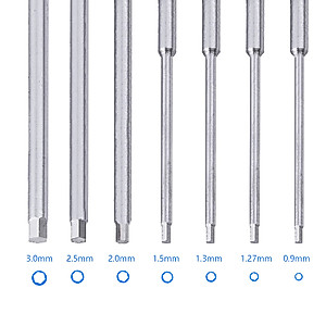 Hex Screwdriver Set - 7pcs Hex Allen Drive Kit 0.9mm 1.27mm 1.3mm 1.5mm 2.0mm 2.5mm 3.0mm Key Repair Tools for Traxxas Arrma Losi Redcat RC Cars Models FPV Drone Helicopter