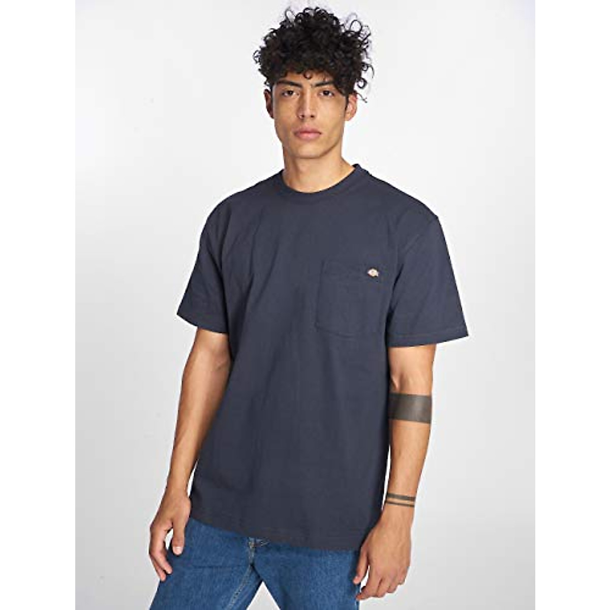 Dickie's Men's Heavyweight Crew Neck Short Sleeve Tee Big-tall,Dark Navy,3X-Large Tall