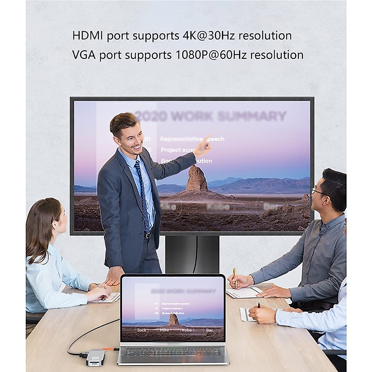 Port Expander 10-in-1 USB C Hub Multiport Adapter with Ethernet, HDMI, VGA, 2 USB3.0, USB2.0, SD/TF Card Reader, PD 100W, 3.5mm Audio Port USB Splitter