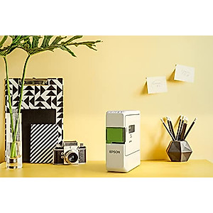 LABELWORKS Epson LW-C410PX Portable Wireless Label Maker Machine for Home and Office – Sticker Labels, Craft & Organization, Designer Tape, Handheld Label Printer, App Compatible