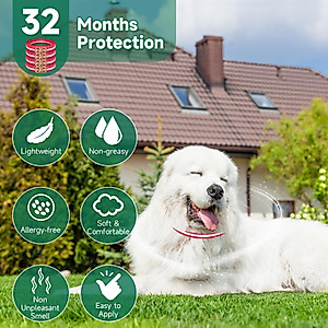 Woyamay 4 Pack Flea Collar for Dogs, Adjustable Flea and Tick Collar for Dogs, 32-Month Flea and Tick Prevention for Dogs, Dog Flea and Tick Collar, Water-Resistant Dog Flea Collars, Red & White