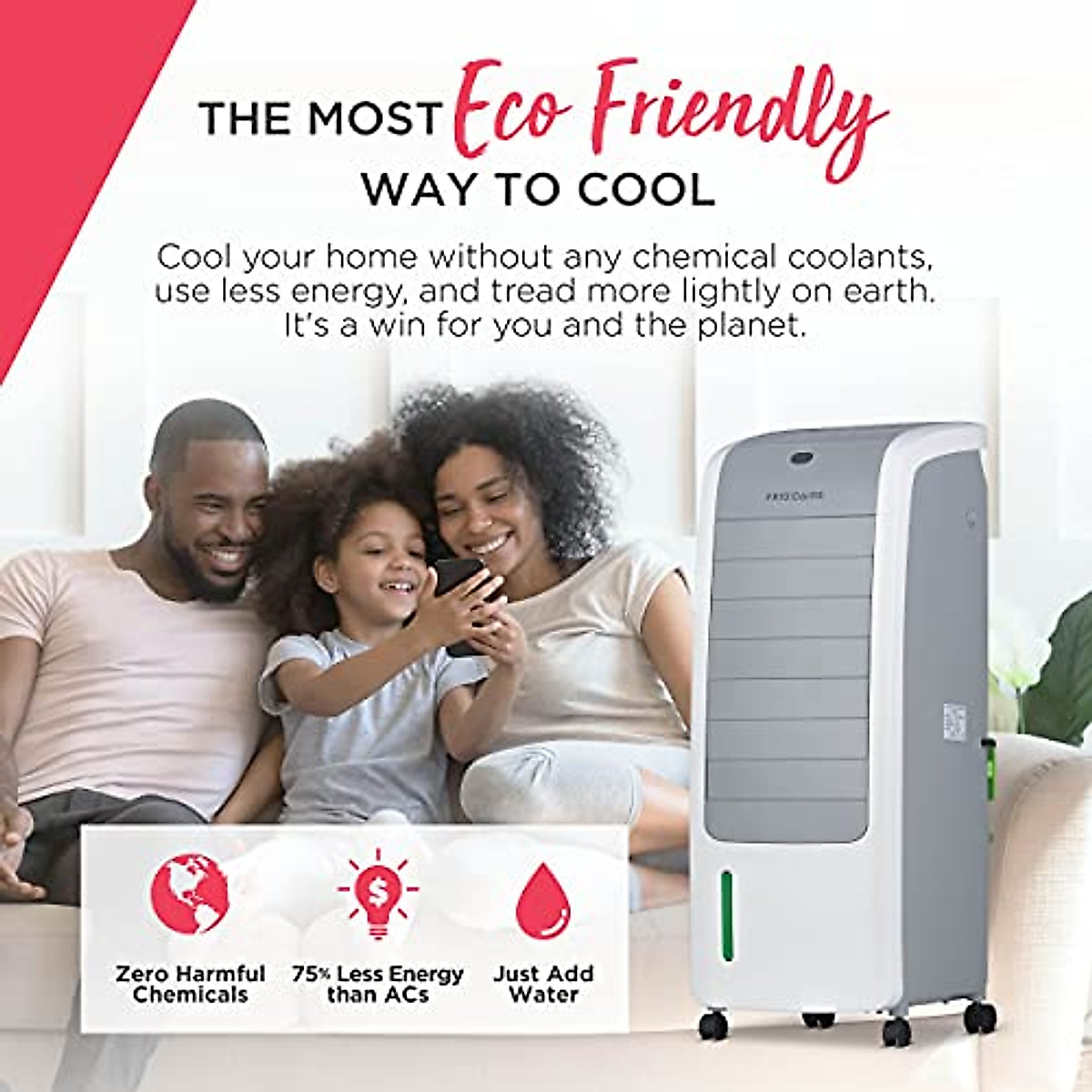 Frigidaire Evaporative Air Cooler and Heater | 373 CFM | Energy Efficient Eco-Friendly Cooling, Removable 1.45 Gallon Water Tank, Honeycomb Pad Cooling, Remote Control, and Timer