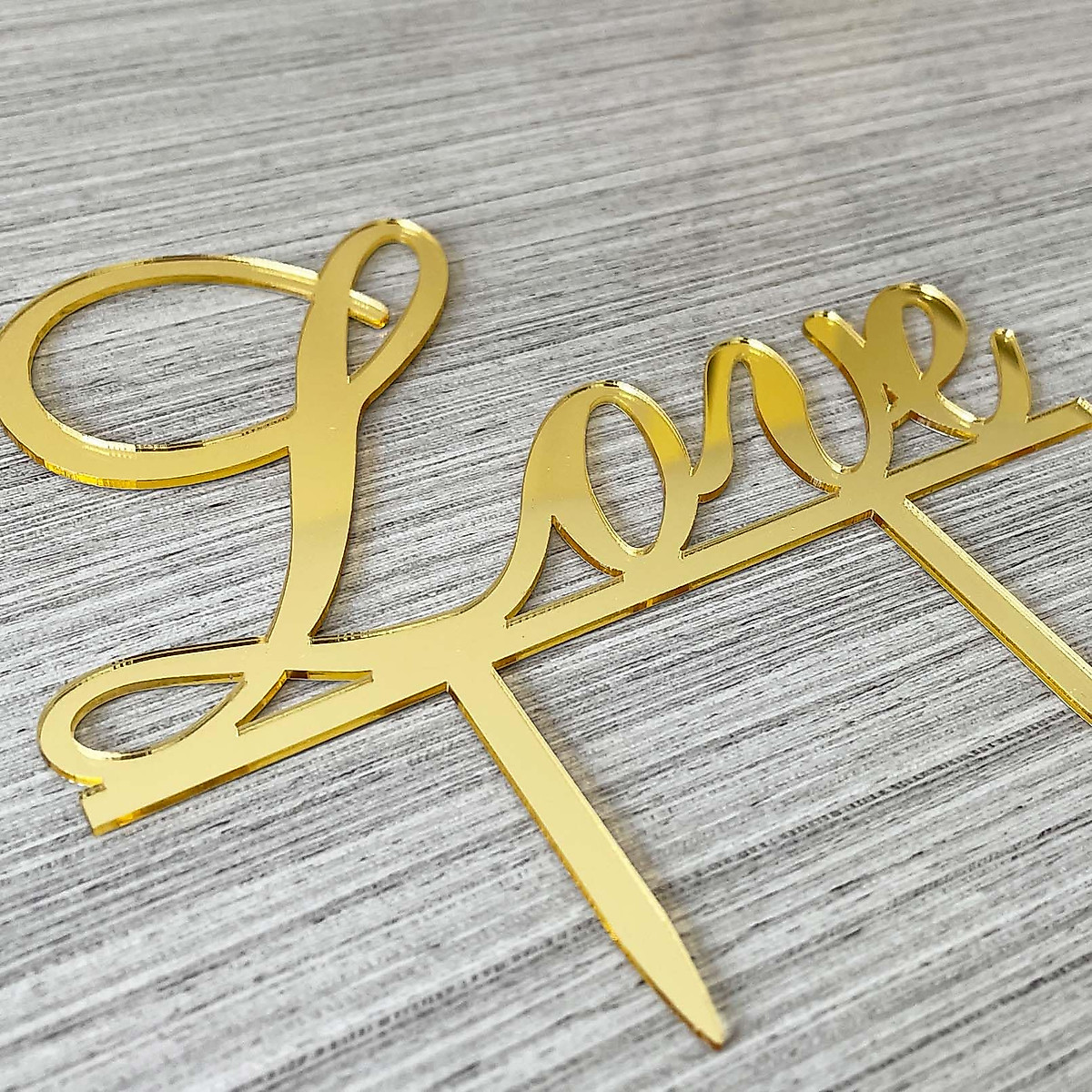 JIEEIN Love Cake Topper - Wedding/Engagement/Bridal Shower/Anniversary/Birthday/Bachelorette/Confession Party Decorations Supplies (Mirror Gold Acrylic)