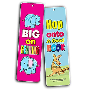 Creanoso Young Readers Animal Roarsome Reading Bookmarks for Kids (30-Pack) – Reading Encouraging Words Bookmarkers Bulk Set – Premium Quality Book Clippers Boys, Girls