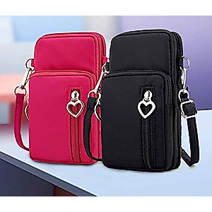 Roomy Travel Small Wristlet Crossbody Bag Cell Phone Purse Wallet Sports Armband Running Holder for iPhone 11/12 Mini/ 13 Pro/Xs Max/XR/ 8 Plus/SE/Google Pixel 6/5/ 4a/ 4a 5G (Magneta)