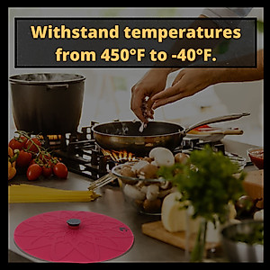 HOGOWARE Set of 5 Premium Silicone Lids for Bowls and Food Covers - 6, 8, 10, 12, 13.5" - Brick Red Suction Lid - Reusable - Microwave Airtight Seal Lid Covers for Pots, Pans, Bowls, Cups, Skillets