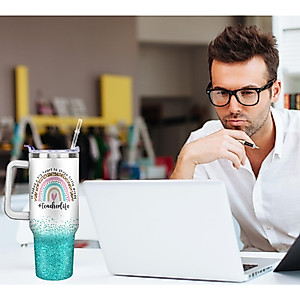 thmasamwr 40oz Teacher Tumbler with Handle, Stainless Steel Teacher Water Bottle Cup, Teacher's Travel Coffee Mug, Thanksgiving,Christmas,Graduation Gifts for Teachers