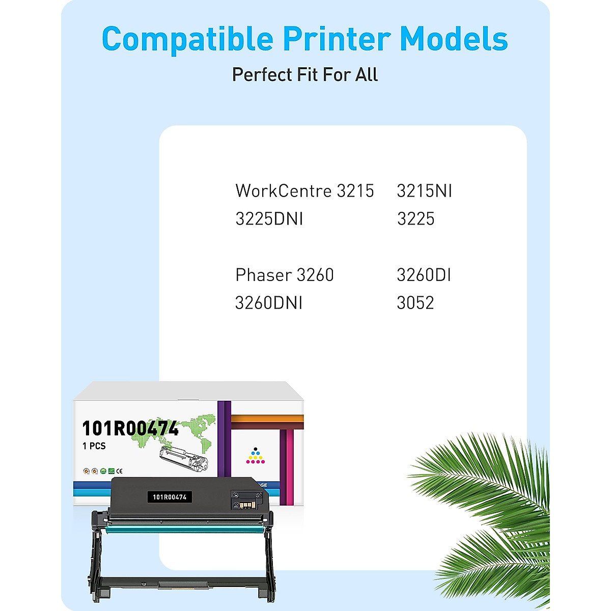 BAISINE Compatible 3215 101R00474 Drum Cartridge Replacement for Xerox 101R00474 Phaser 3260 3260DNI 3260DI WorkCentre 3215 3225 3215NI 3225DNI Printer Ink (Drum, 1 Pack)