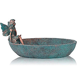 Angel Girl Fairy Garden Statue Bird Feeder Bath for Outdoor Home Crafts Resin Yard Decor Mermaid Cherub Garden Sculpture Memorial Figurine