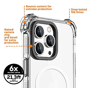 AICase Bounce Case Compatible with iPhone 14 Pro Max Clear Compatible with MagSafe, Impact Shockproof [Non-Yellowing] [21.3 FT Military Drop Protection] Magnetic Mag Safe Phone Cover