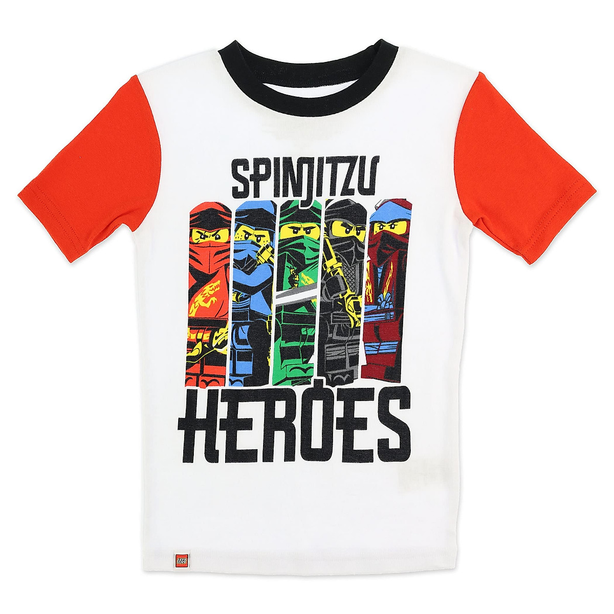 LEGO Ninjago Boys' Pajama Set 4-Piece Cotton PJs, Red, Size 8