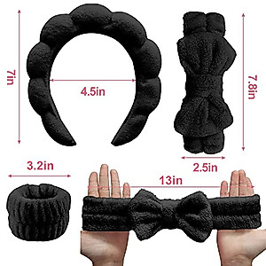TLUXX 4-Piece Spa Headband & Wristband Set， Reusable Makeup & Skincare Accessories for Face Washing, Preventing Liquid Overflow - Ideal for Women & Girls