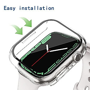 Totamon [2 Pack] Compatible with Apple Watch Series 7 41mm Screen Protector Case, iWatch Case, Hard PC Case Built-in Tempered Glass Screen, Ultra-Thin HD Bumper Protective Cover (41mm, Clear)
