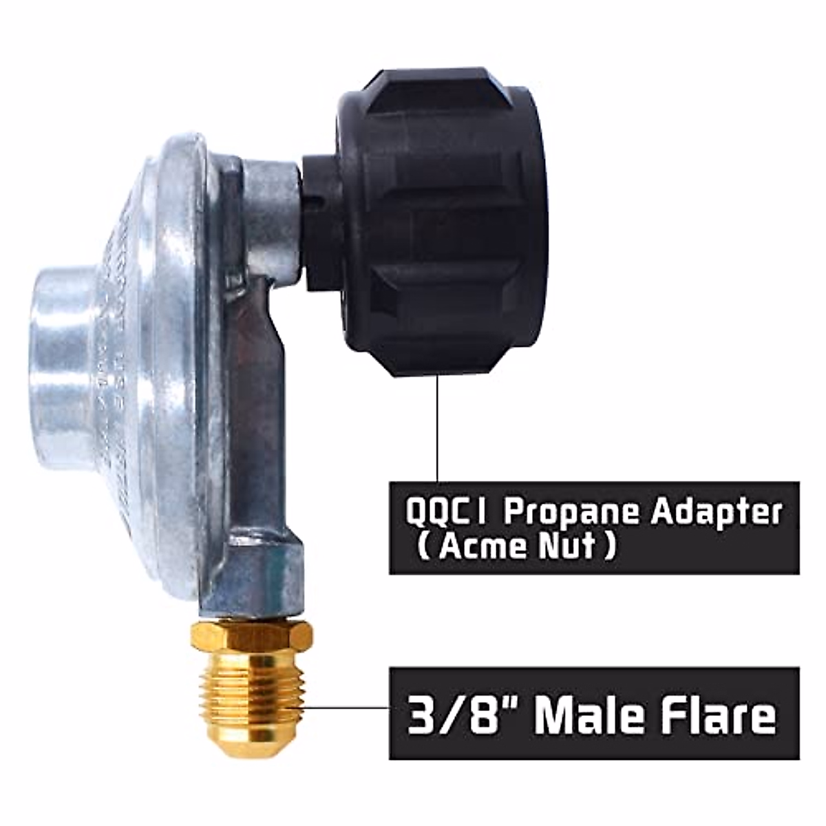 MCAMPAS 1/4" Quick Propane Gas Regulator, QCC1 Propane Adapter Gas Regulator Valve Fittings with1/4 Quick Connector Plug Converter 5lb -20lb Propane Tank Quick Connection Propane Hose for BBQ Grill