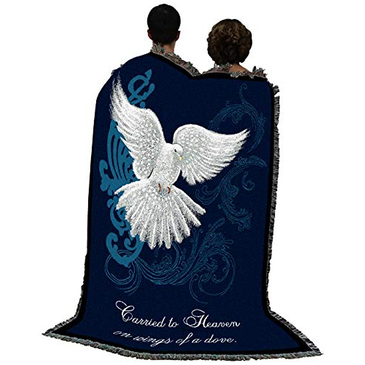 Pure Country Weavers Carried to Heaven on Wings of a Dove Blanket by Sherri Buck Baldwin - Sympathy Bereavement Gift Tapestry Throw Woven from Cotton - Made in The USA (72x54)