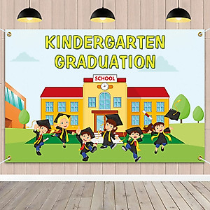 PAKBOOM Kindergarten Graduation Backdrop Banner Class for 2022 Graduation Party Decorations Supplies Background Decor for Kids Children - 3.9 x 5.9ft
