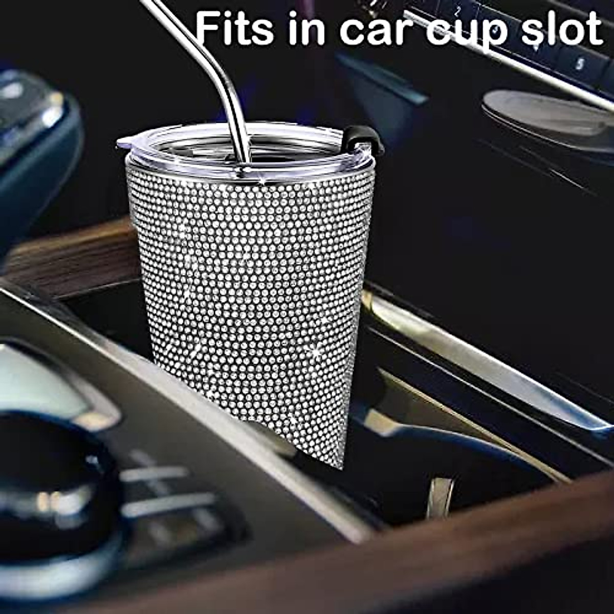 Bling Diamond Straw Cup,17oz Stainless Steel Thermal Bottle,Vacuum Double Wall Insulated Cup Glitter Water Bottle,Bling Cup, Leak-Proof Insulated Coffee Cup for Gym Fitness Travel Office Use（Red）